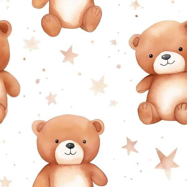 Download Teddy Bears Seamless Pattern on White Background with Stars ...