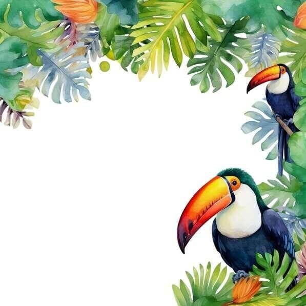 Download Toucans on Tropical Watercolor Background Backgrounds Online ...