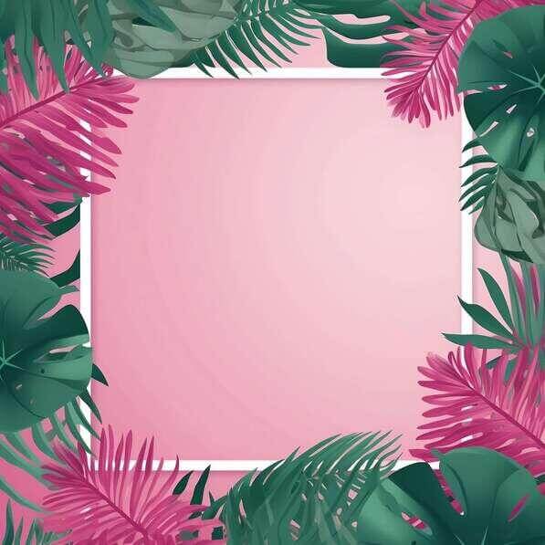 Descarga Fondo rosa con hojas tropicales y marco cuadrado Fondos En ...