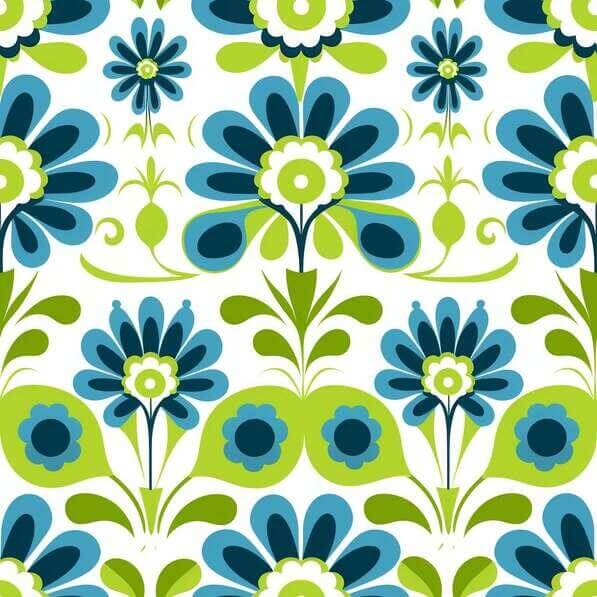 Download Seamless Blue and Green Flower Pattern Background Patterns ...