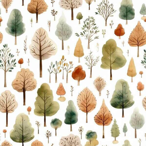Download Seamless Forest Tree Pattern in Brown, Orange, and Yellow ...