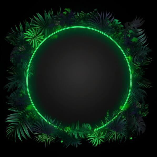 Download Circular Green Leaf Frame with Neon Lights Backgrounds Online ...