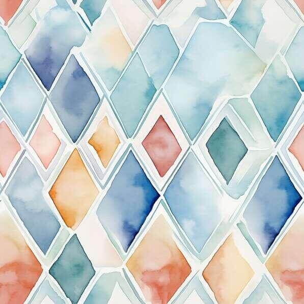 Download Colorful Watercolor Diamond Pattern in Blue, Orange, and ...