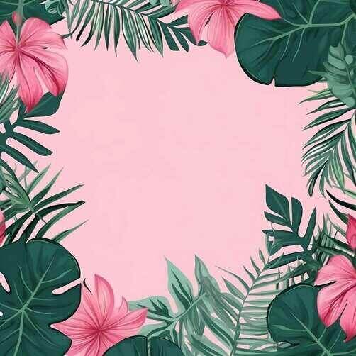 Download Green Tropical Leaves Frame on Black Background Backgrounds ...