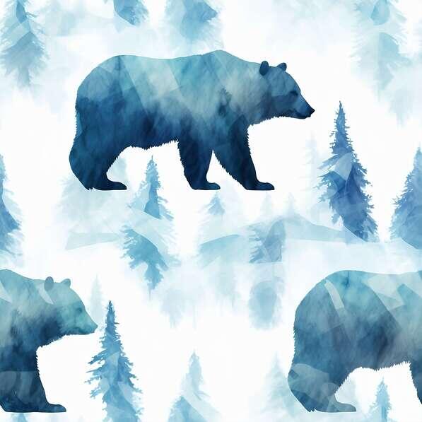 Download Blue Watercolor Bear Pattern in Forest Patterns Online ...