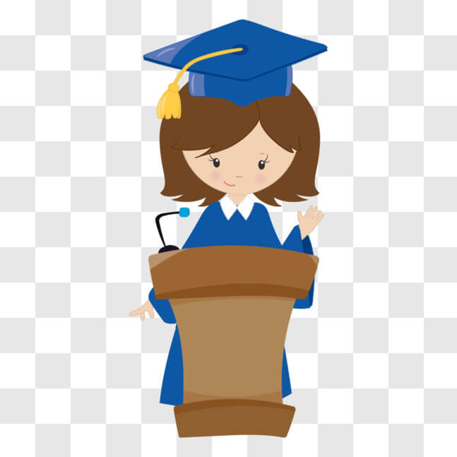 Download Cartoon Girl Giving Graduation Speech PNGs Online - Creative ...