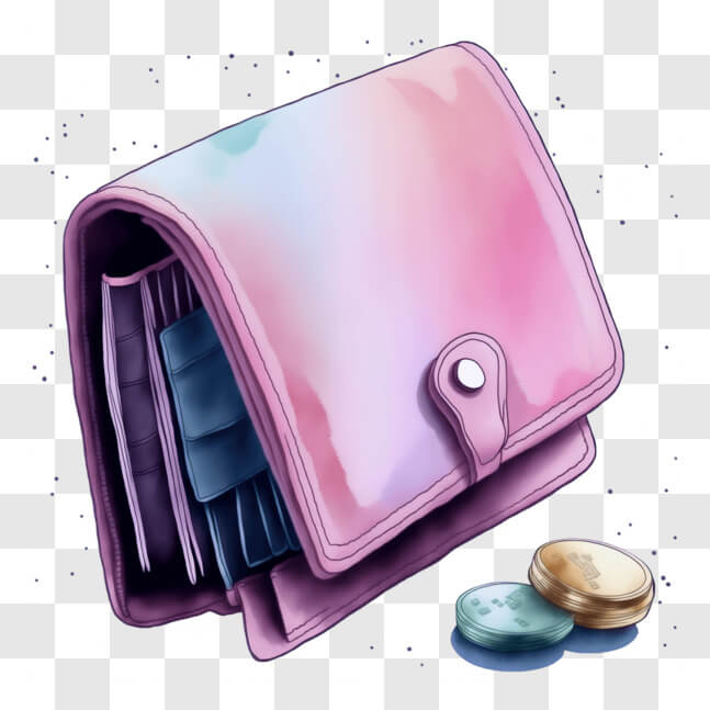 Download Open Pink Wallet with Coins PNGs Online - Creative Fabrica