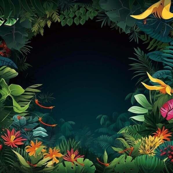 Download Tropical Jungle Background with Colorful Plants and Flowers ...
