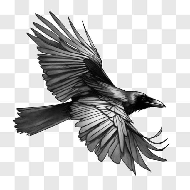 Download Illustration of a Raven in Flight Sketches Online - Creative ...