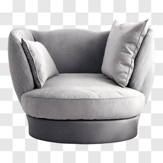 Download Round Gray Chair with Pillows PNGs Online - Creative Fabrica