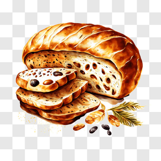Download Artistic Painting of Bread with Various Ingredients on a Dark ...