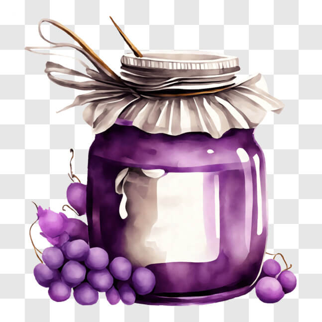 Download Purple Jam Jar with Grapes on Wooden Board PNGs Online ...