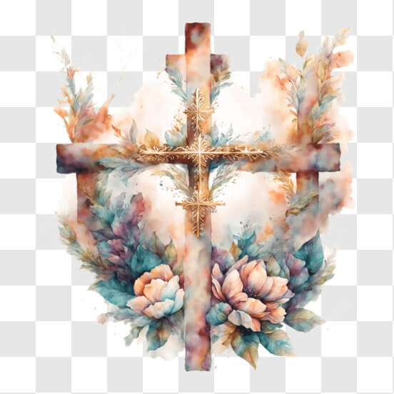 Download Easter Wooden Cross with Pink and White Flowers PNGs Online ...