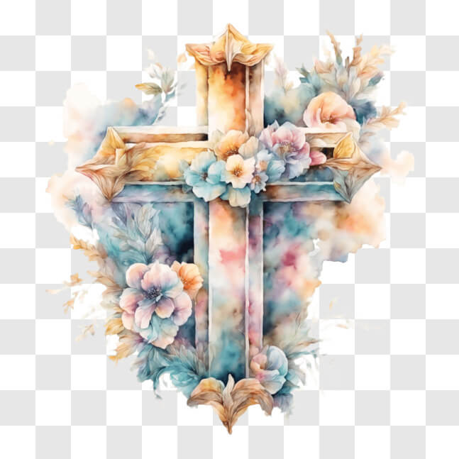 Download Watercolor Cross with Surrounding Flowers PNGs Online ...