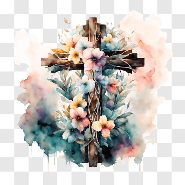 Download Wooden Cross with Colorful Flowers for Easter and Religious ...