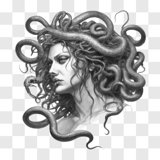 Download Black and White Drawing of Medusa in Greek Mythology Sketches ...