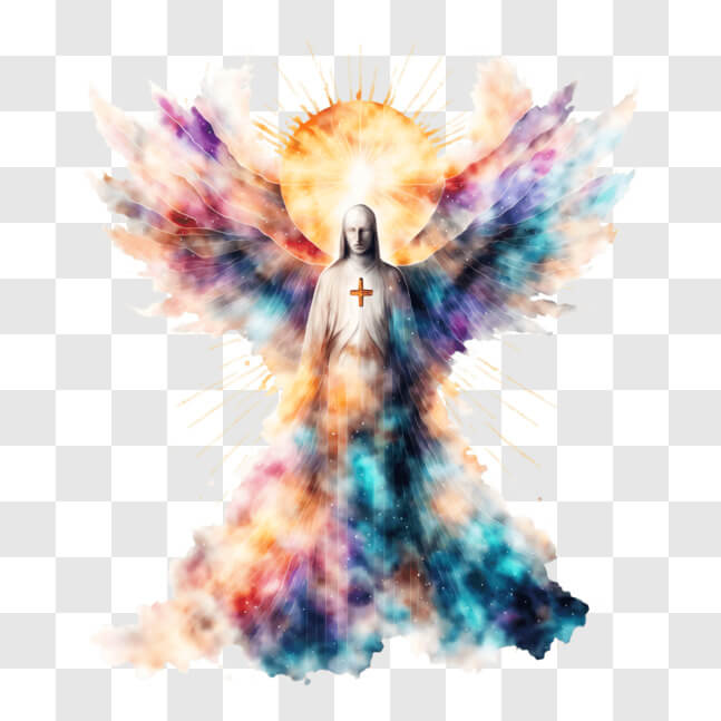 Download Colorful Angel with Cross PNGs Online - Creative Fabrica