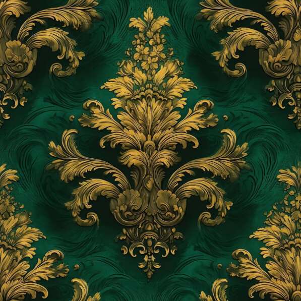 Download Ornate Green and Gold Floral Wallpaper for Decorative Purposes ...