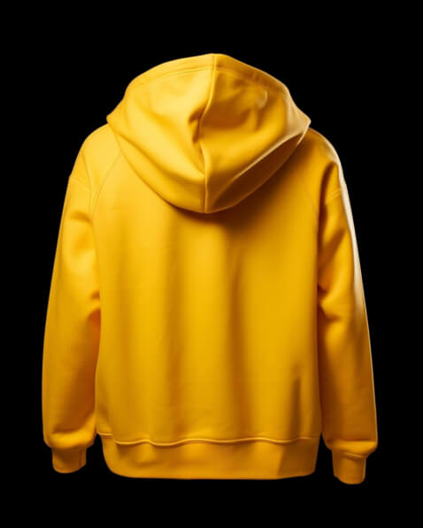 Download Yellow Hooded Sweatshirt Back View on Black Background Mockups ...