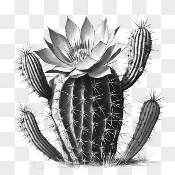 Download Black and White Flowering Cactus Drawing Sketches Online ...