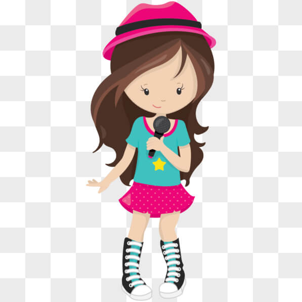 Scarica Ragazza Cartone Animato che Canta nel Microfono PNGs Online ...