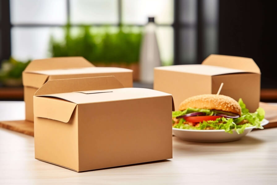 Download Cardboard Boxes with Food on a Wooden Table Mockups Online ...