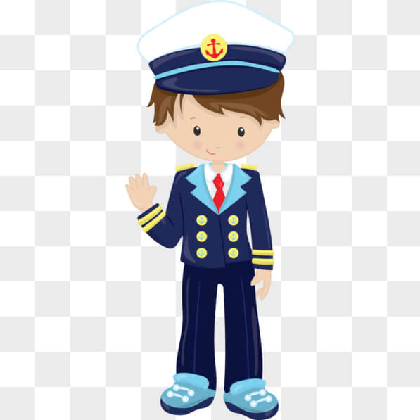 Download Young Captain in Official Uniform Waving Hand PNGs Online ...