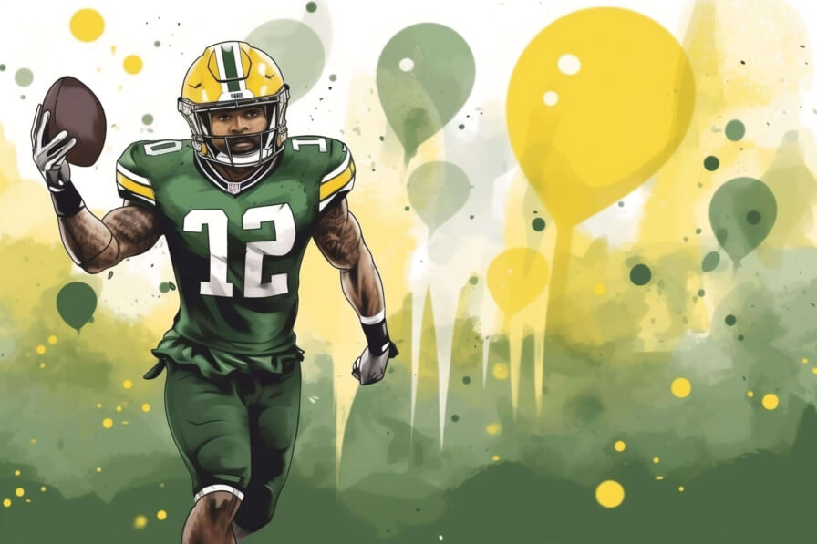 Download Green Bay Packers football player running with balloons ...
