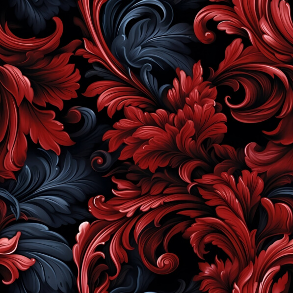 Download Ornate Red and Black Floral Pattern on Black Background ...