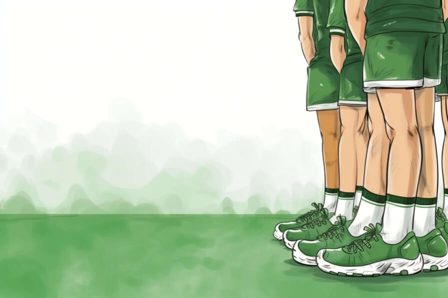 Download Athletes in Green Uniforms Preparing for a Sports Event ...