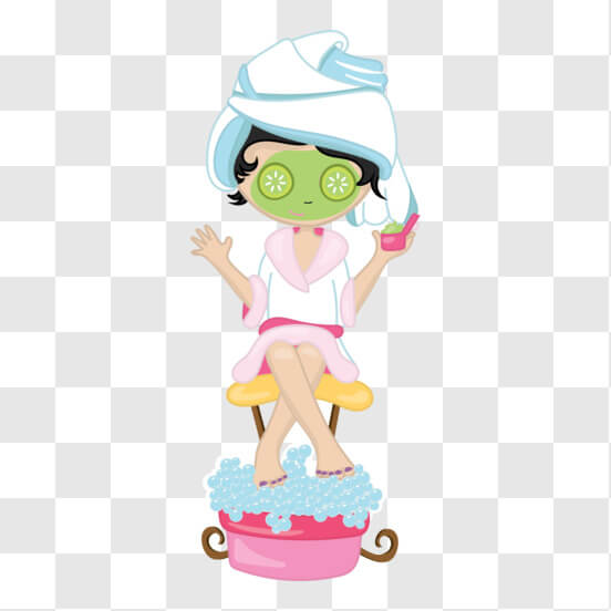 Download Young girl in bathtub with green facial mask and orange ...