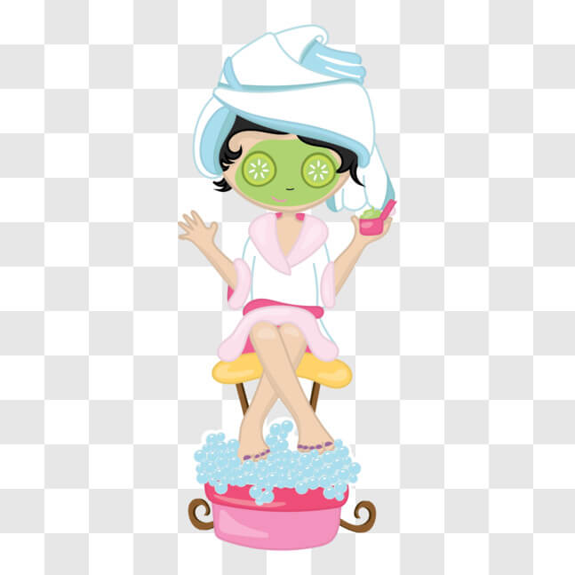 Download Relaxing Spa Day with Green Facial Mask PNG Online - Creative ...