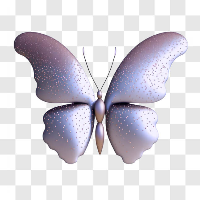 Download Stunning 3D Butterfly Rendering in Silver and Gold PNG Online ...