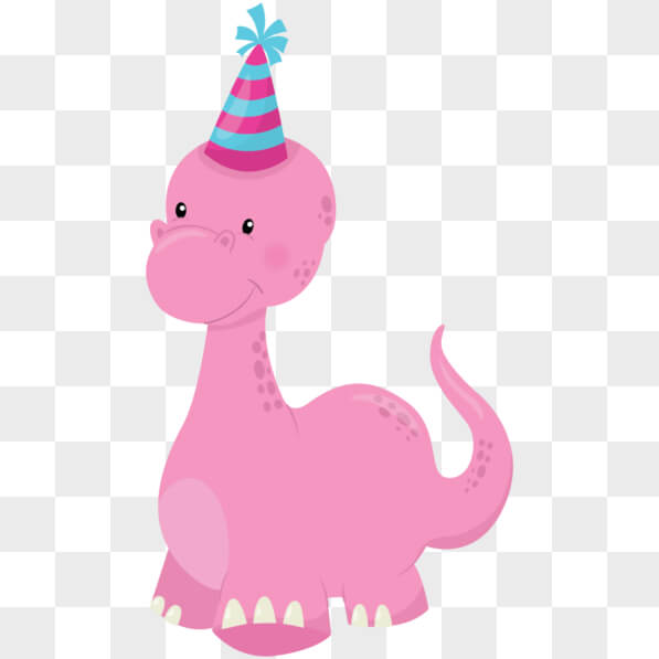 Download Pink Dinosaur with Birthday Hat and Balloons PNGs Online ...