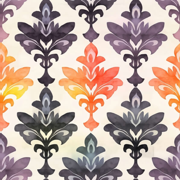 Download Colorful Floral Design Seamless Pattern in Purple, Orange, and ...