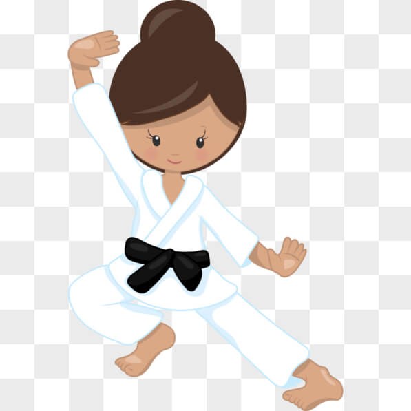 Download Cartoon Girl in Karate Uniform Practicing Martial Arts PNGs ...