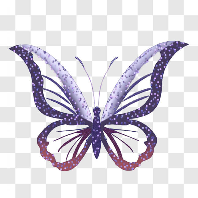 Download Beautiful Purple Glittery Butterfly Art PNG Online - Creative ...