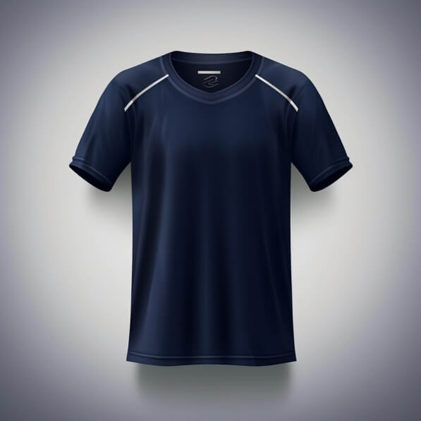 Download Men's Dark Blue Sports T-Shirt on Gray Background Mockups ...