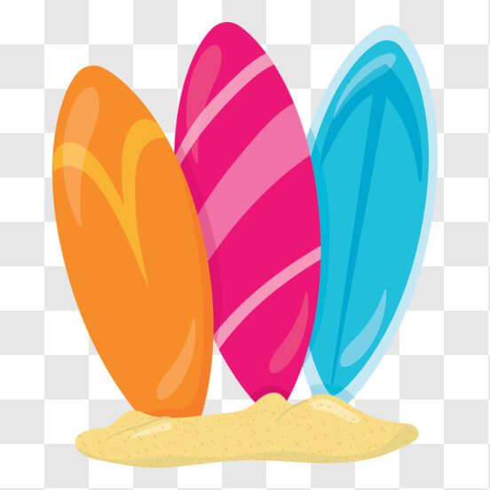 Baixe Pranchas de Surf Coloridas na Areia Branca PNGs - Creative Fabrica