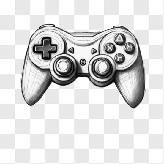 Download Old-School Game Controller Drawing in Black and White Sketches ...