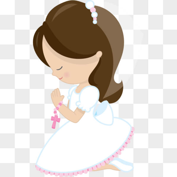 Baixe Menina Jovem Rezando em Vestido Branco para a Primeira Comunhão ...
