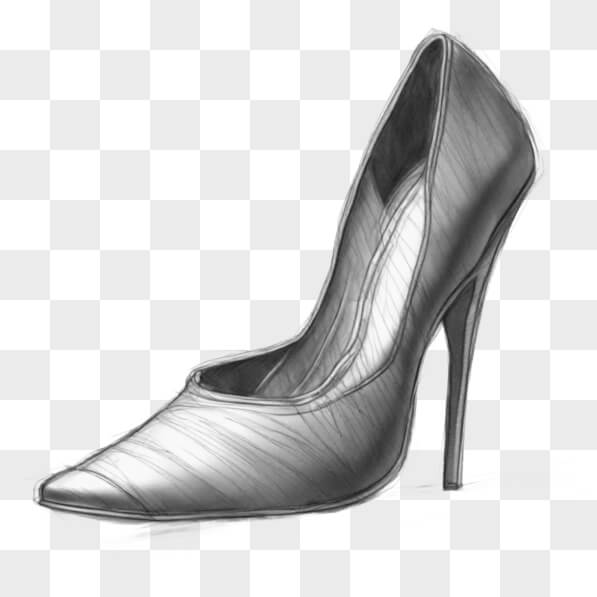 Télécharger Dessin noir et blanc d'une élégante chaussure à talon haut ...