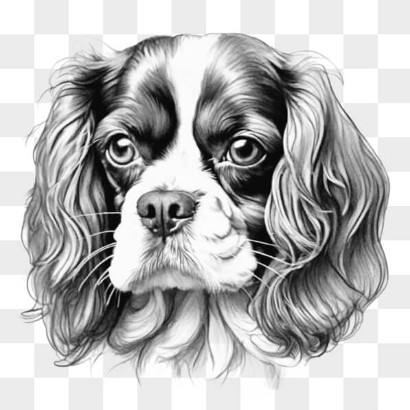 Download Black and White Drawing of English Cocker Spaniel Dog's Head ...