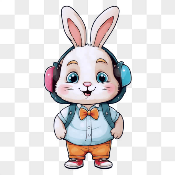Download Cartoon Bunny with Headphones Listening to Music Cartoons ...