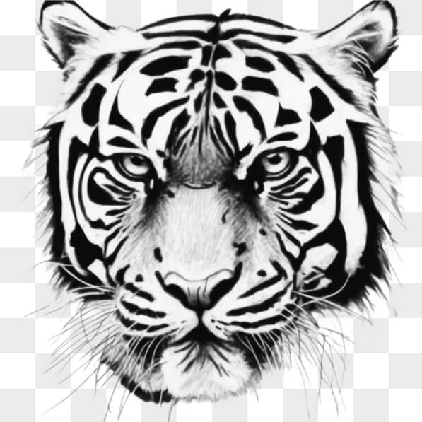 Download Black and White Tiger Face Drawing Sketches Online - Creative ...