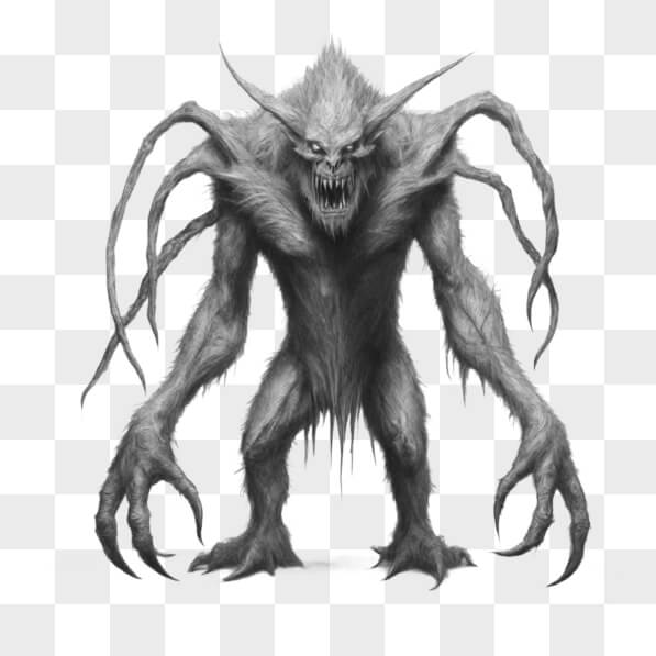 Download Evil Creature Drawing in Black and White Sketches Online ...