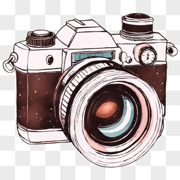Download Hand-Drawn Camera Illustration in Pink and Brown PNGs Online ...