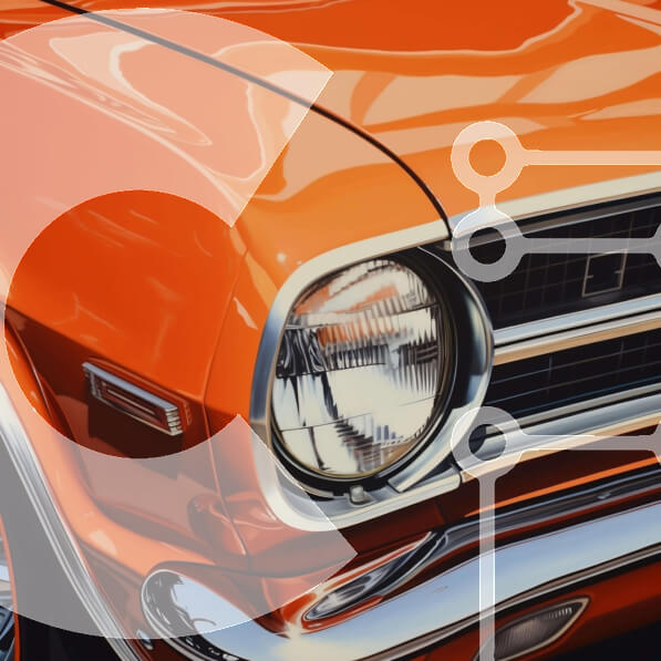 Classic Orange Car Close-up with Well-Maintained Front End stock photo ...