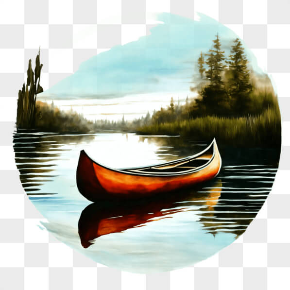 Download Red Canoe Floating in Water for Fishing or Boating PNGs Online ...