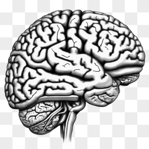 Download Black and White Drawing of Human Brain with Frontal Lobe ...